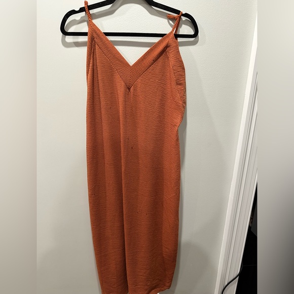 Zara | Dresses | Zara Maxi Orangerust Dress With Horizontal Stripes ...